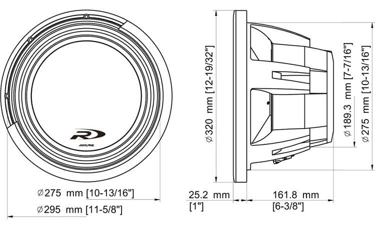 Alpine SWR-1243D Type-R 12" subwoofer with dual 4-ohm voice coils at ...