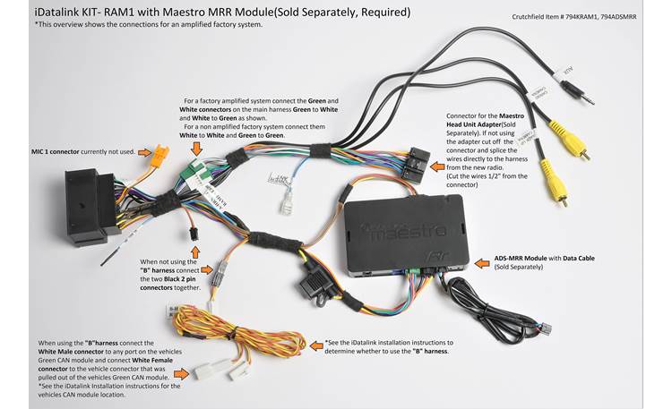 iDatalink KIT-RAM1 Dash and Wiring Kit ( ADS-MRR or ADS-MRR2 module also required ) (Black ...