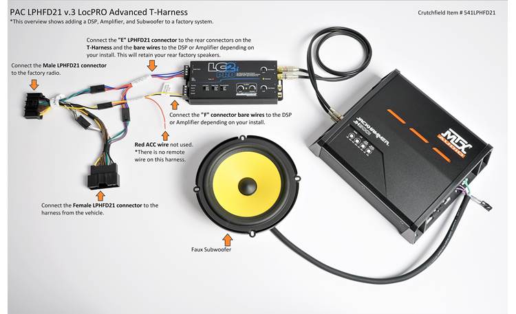 PAC LPHFD21 LocPro Advanced T-Harness T-harness for adding an aftermarket amp, LOC, or signal ...
