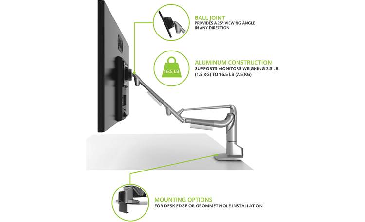 Kanto DMS1000 (Silver) Desktop monitor mount for screens up to 32" at ...