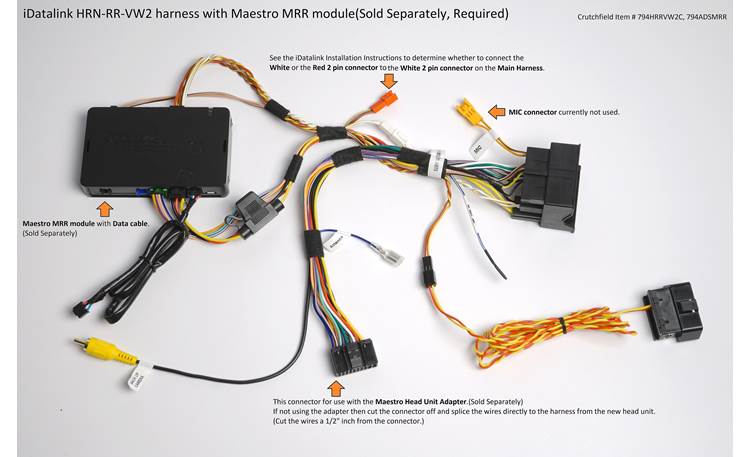iDatalink HRN-HRR-VW2 Vehicle-specific Harness ( ADS-MRR or ADS-MRR2 module also required ...