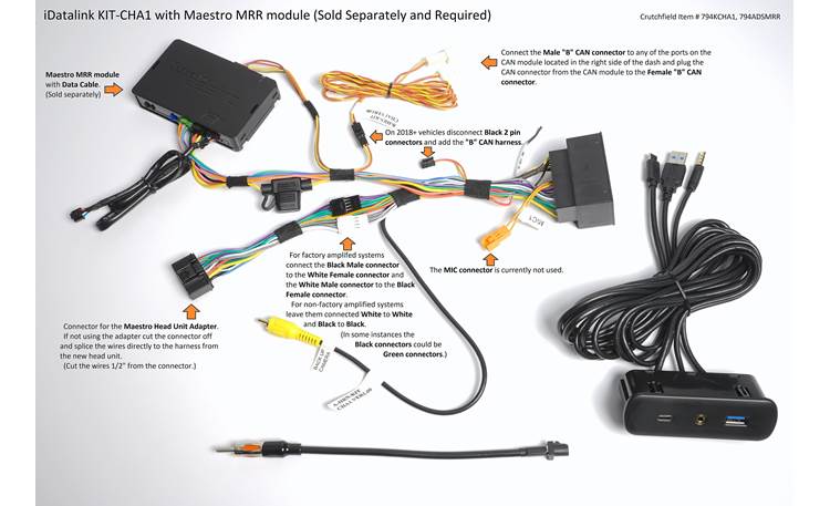 iDatalink KIT-CHA1 Dash and Wiring Kit (Black) Install and connect an iDatalink-compatible car ...
